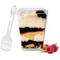Atefa 5oz Dessert Cups with Flat Lids and Spoons, Plastic Mini Parfait ...