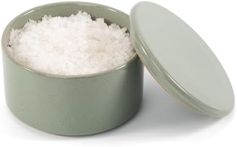 Atefa Beautiful Ceramic Salt Cellar with Lid - Spacious Container for ...