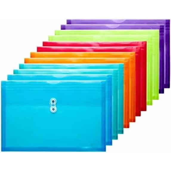 Atefa Plastic Legal Size Envelopes with String Tie Closure, 1-1/4 ...