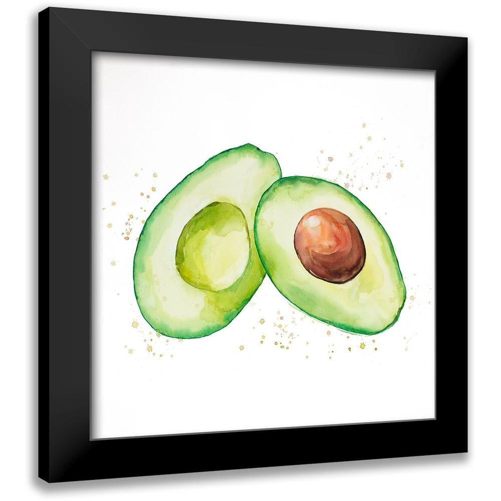 Atelier B Art Studio 12x12 Black Modern Framed Museum Art Print Titled - Watercolor Open Avocado ...