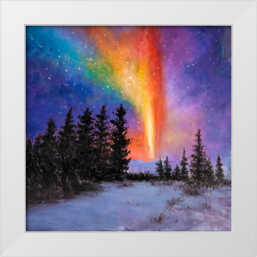 Atelier B Art Studio 12x12 White Modern Wood Framed Museum Art Print Titled - Aurora Borealis in ...
