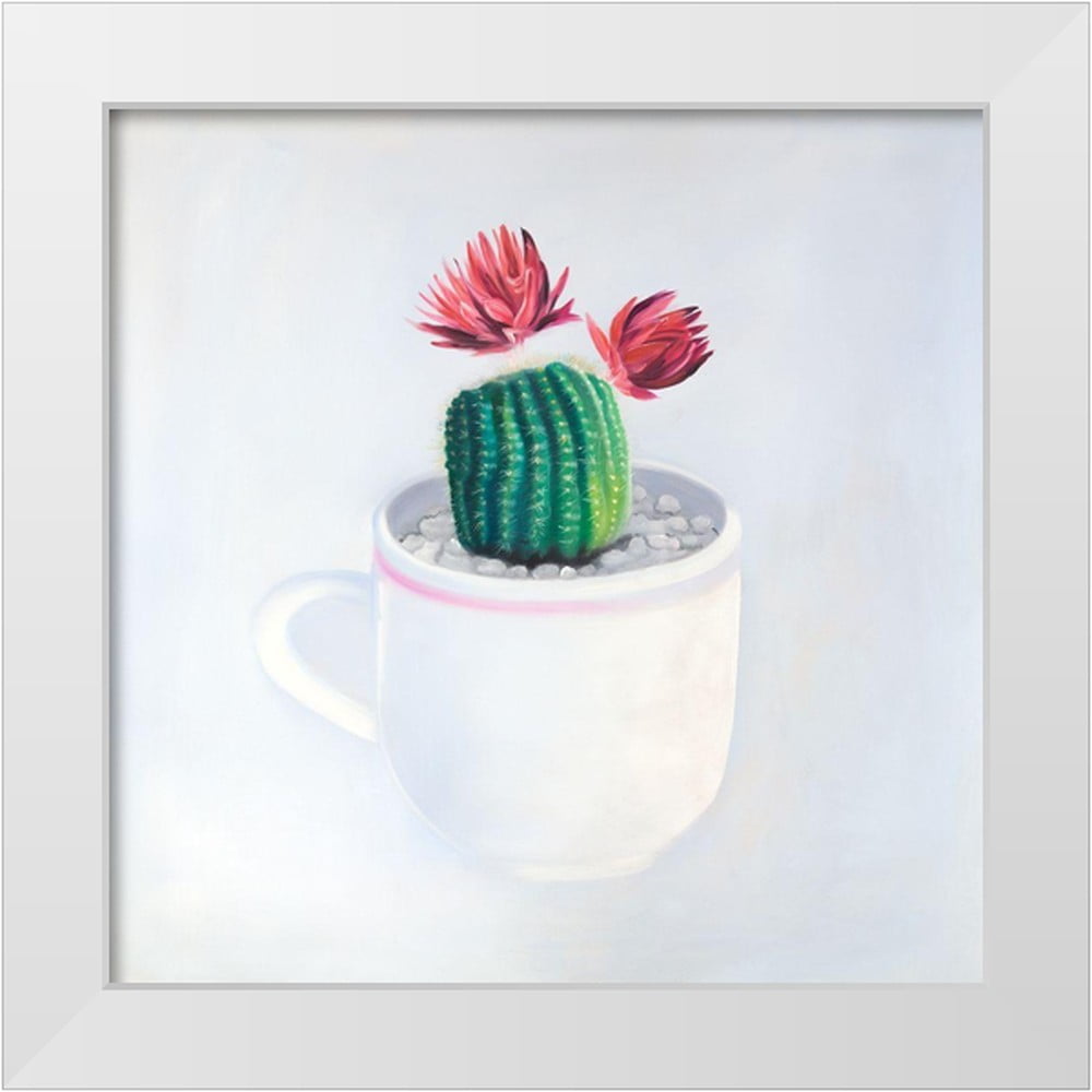 Atelier B Art Studio 12x12 White Modern Wood Framed Museum Art Print Titled - MINI CACTUS IN A ...