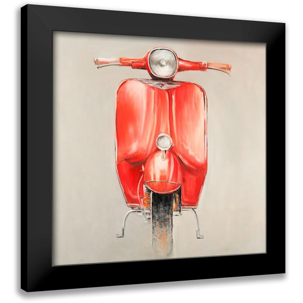 Atelier B Art Studio 15x15 Black Modern Framed Museum Art Print Titled - Small Red Moped ...