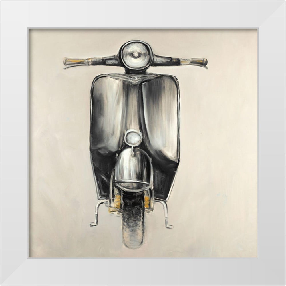 Atelier B Art Studio 15x15 White Modern Wood Framed Museum Art Print Titled - Small Black Moped ...