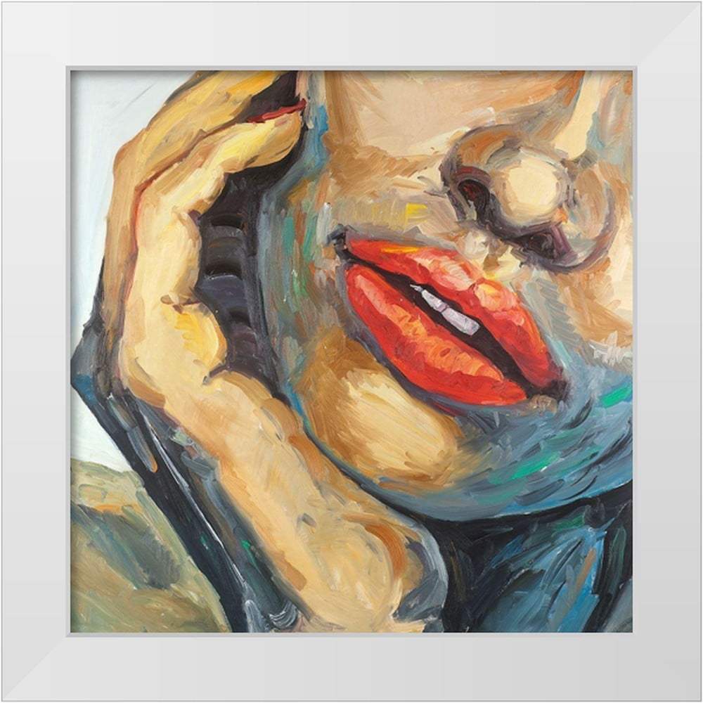 Atelier B Art Studio 20x20 White Modern Wood Framed Museum Art Print Titled - Irresistible Lips ...