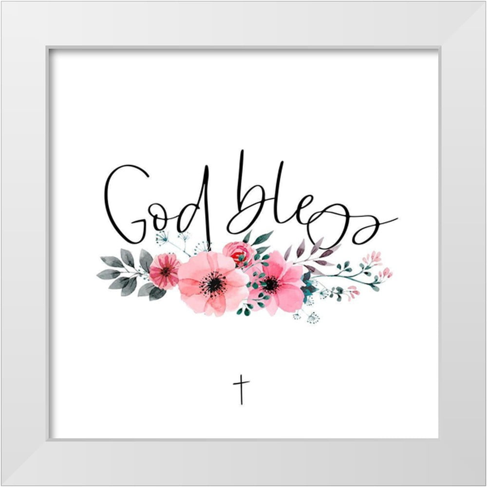 Atelier B Art Studio 26x26 White Modern Wood Framed Museum Art Print Titled - GOD BLESS ...
