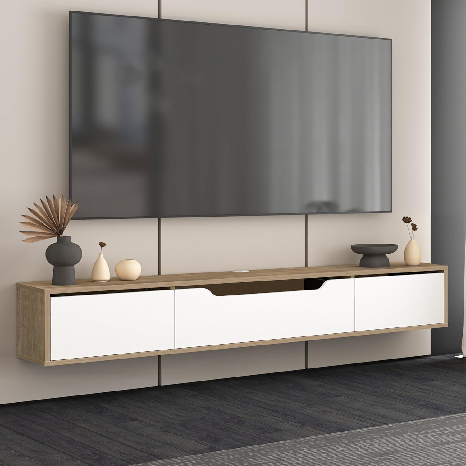 Atelier Mobili Floating TV Stand for Up to 80 Inch TVs – Wall Mounted ...