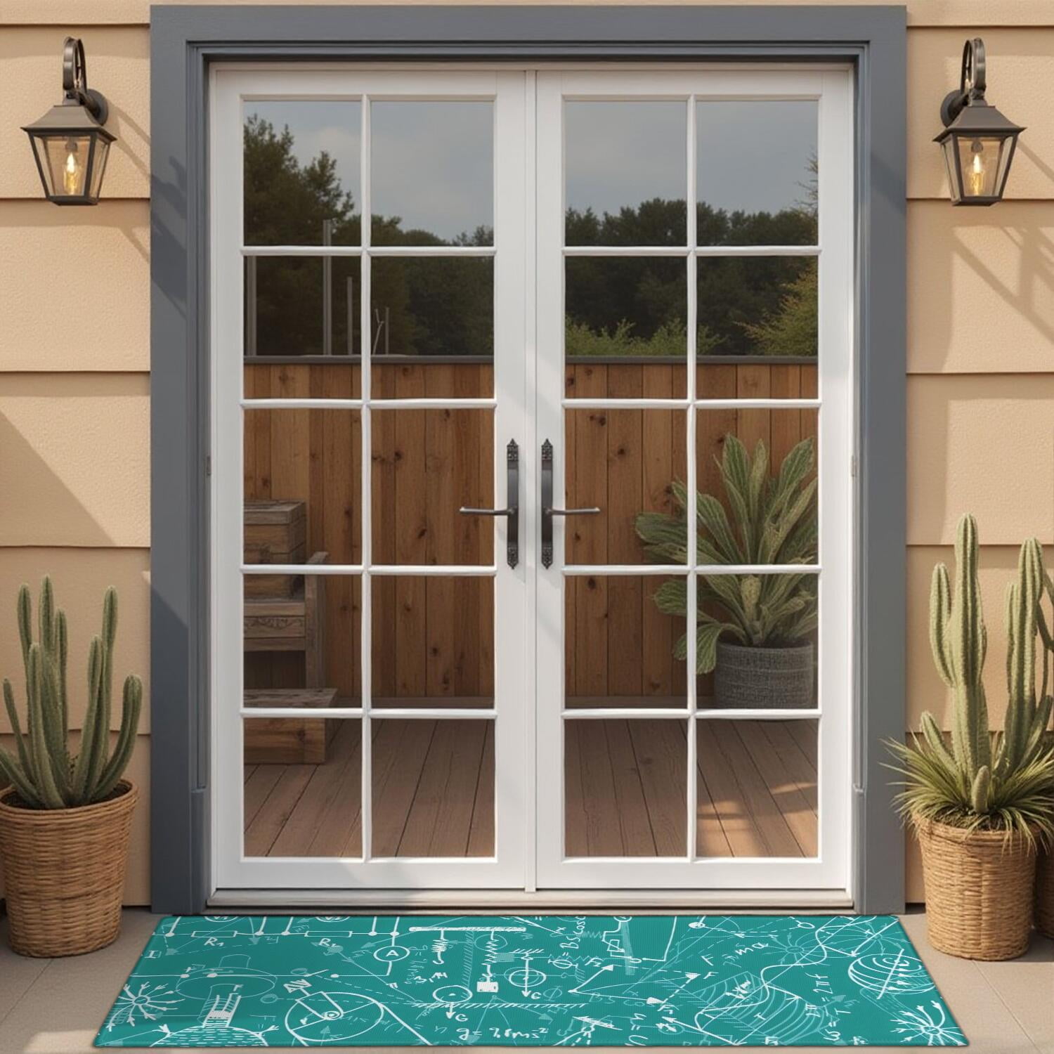 Ath Equations Element Squares Colorful Pattern Door Rugs,Washable Non ...