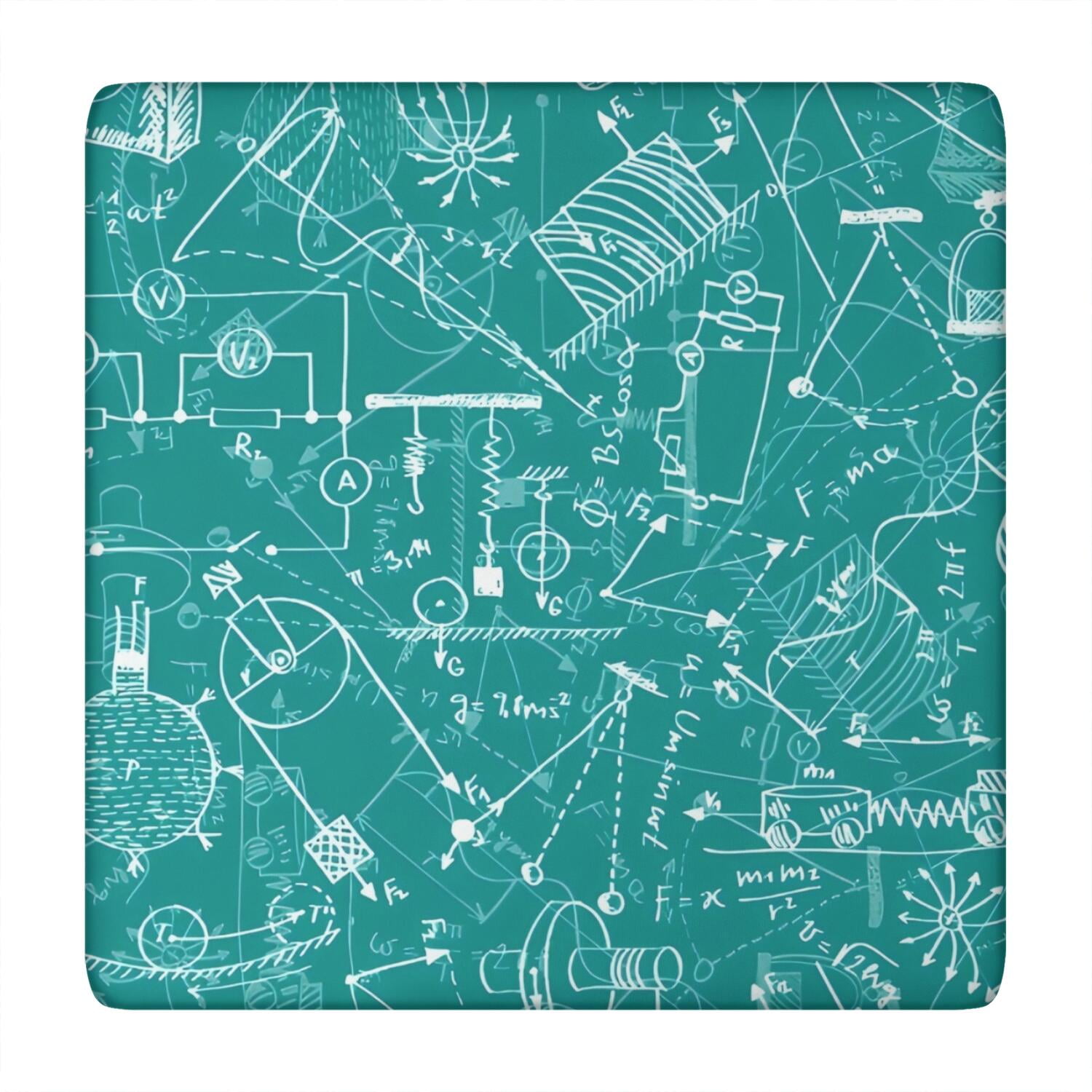 Ath Equations Element Squares Colorful Pattern Square Fitted Tablecloth ...
