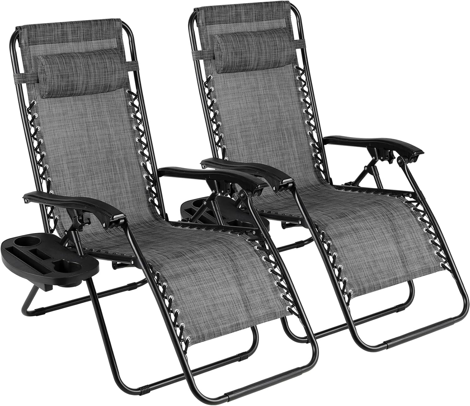 AthLike Outdoor Textilene Chairs Set, Adjustable & Folding Patio Lawn ...