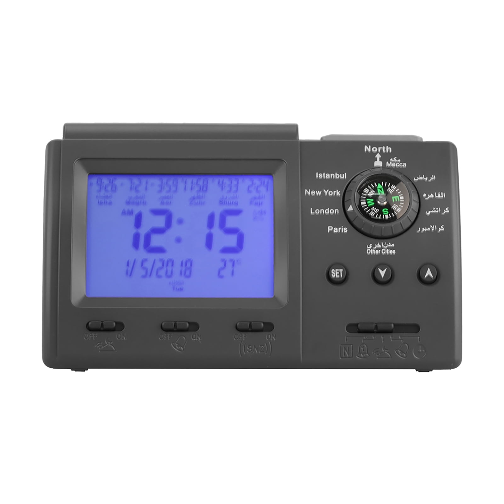 Athan Clock, Hitopin Azan Table Clock, Azan Athan Prayer Clock Black Color Complete Azan For All ...