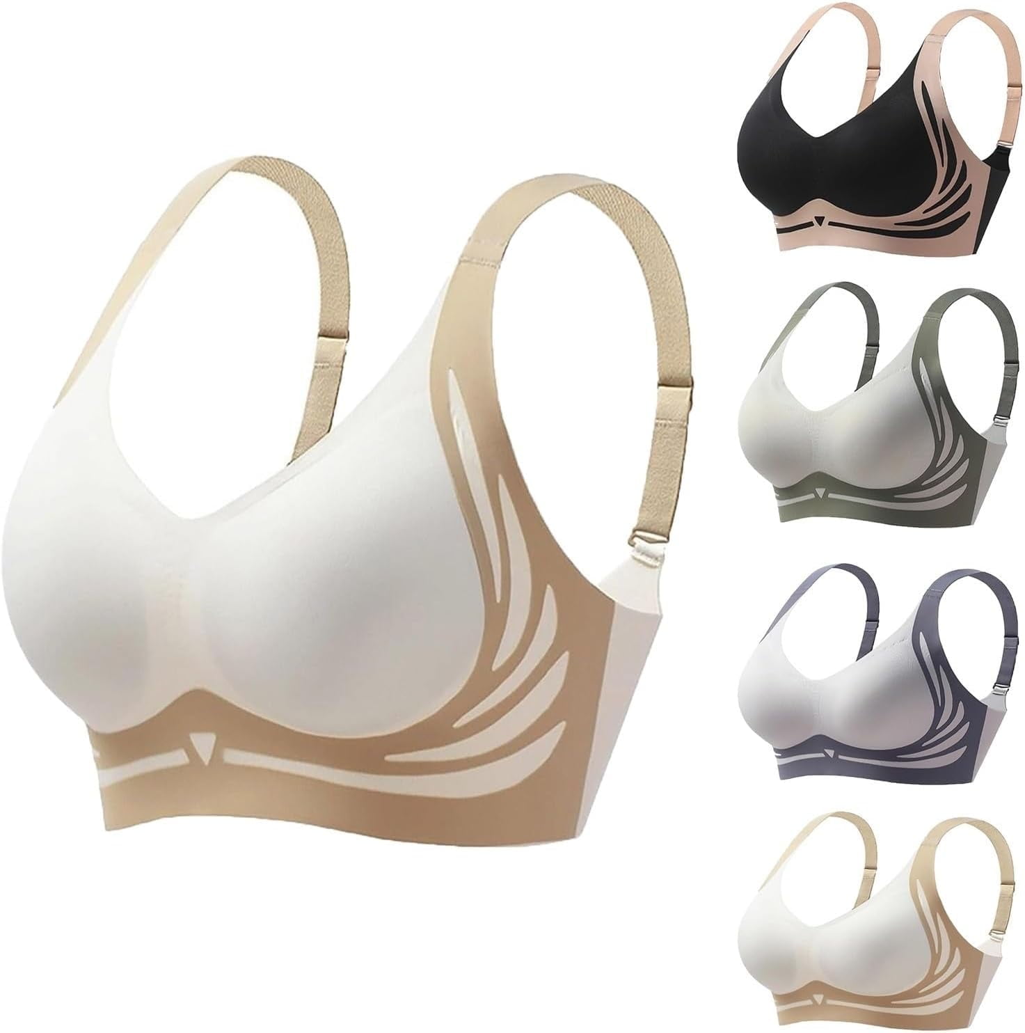 Athartle Bra,Caralush Bra, Super Gather Bra Wireless Push-Up Bra for ...