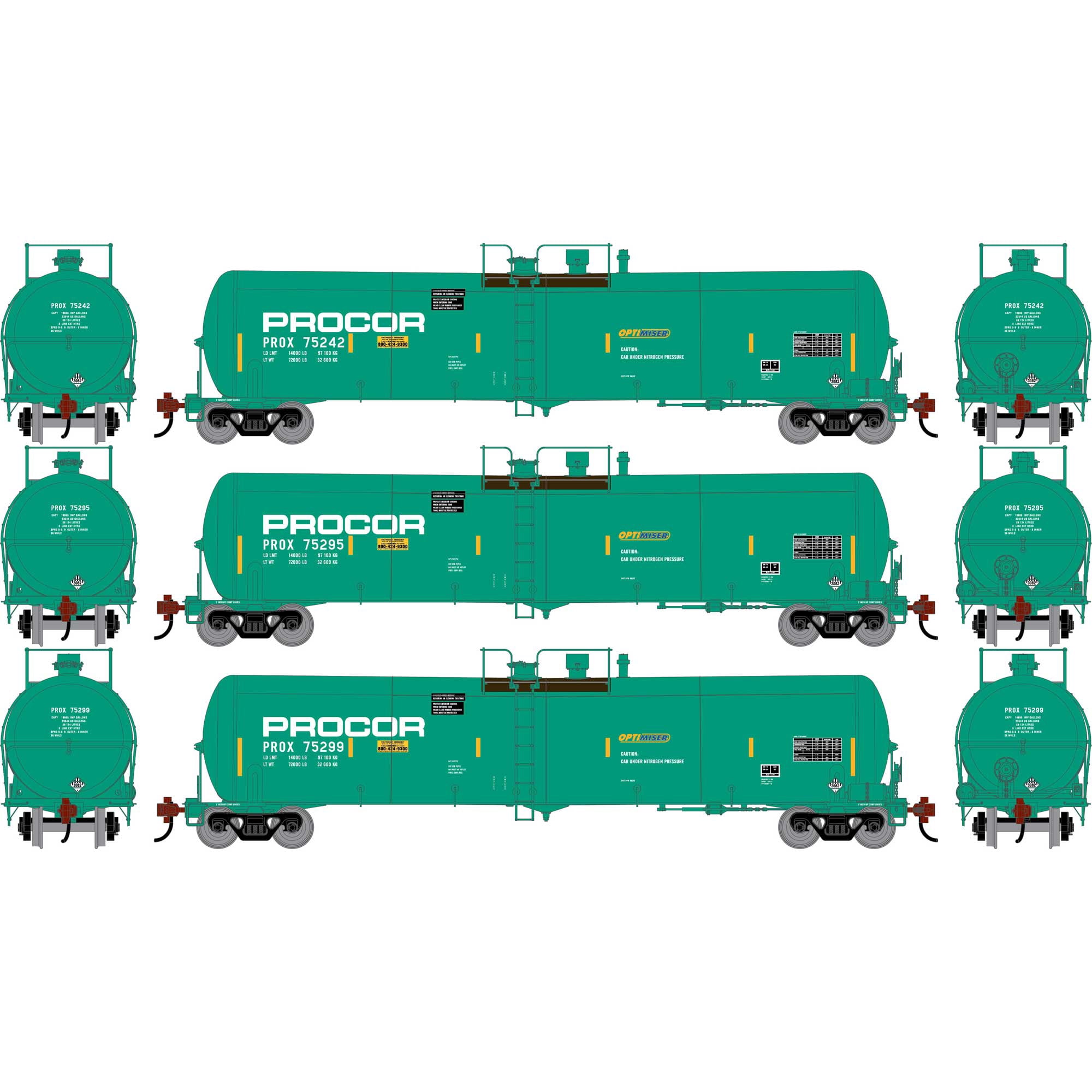Athearn HO ATH 30K Ethanol Tank Car PROX #75242/75295/75299 3 ATH-2399 ...