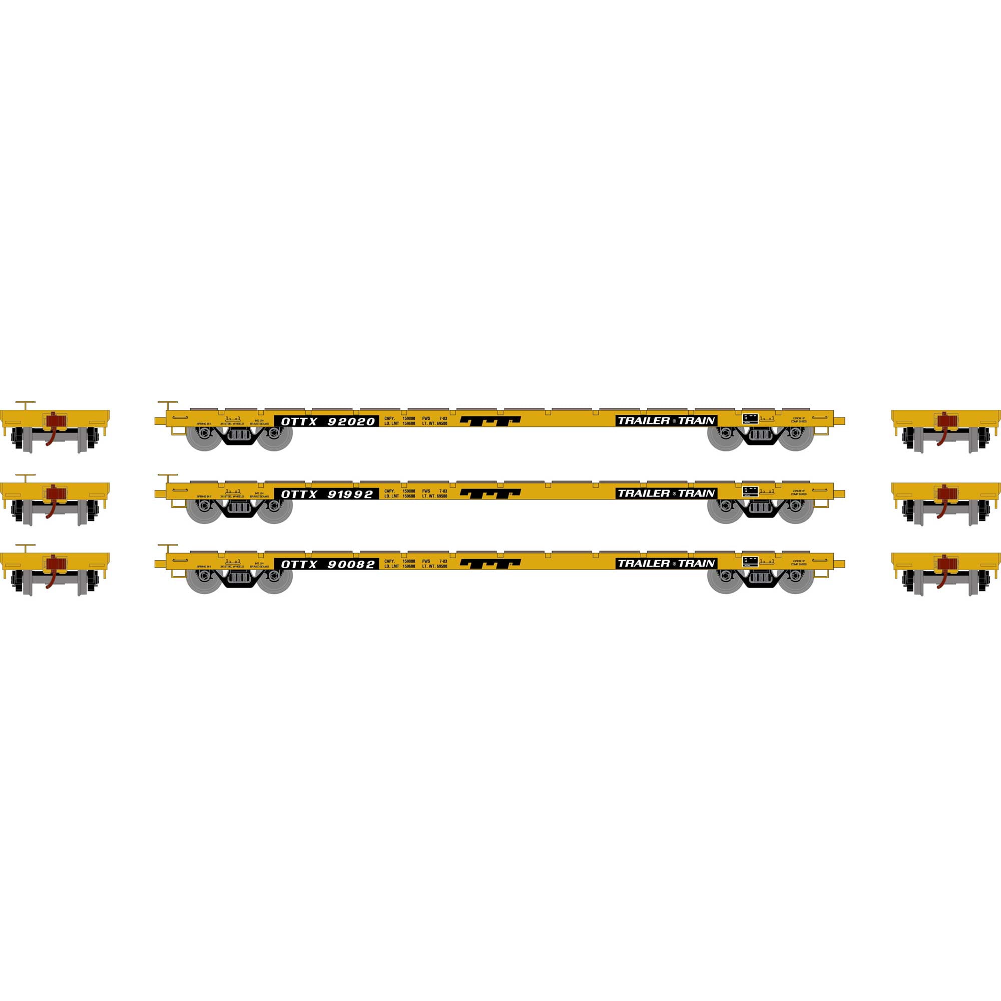 Athearn HO RTR 60' Flat Car OTTX/Black Logo 3 ATH97068 HO Rolling Stock - Walmart.com