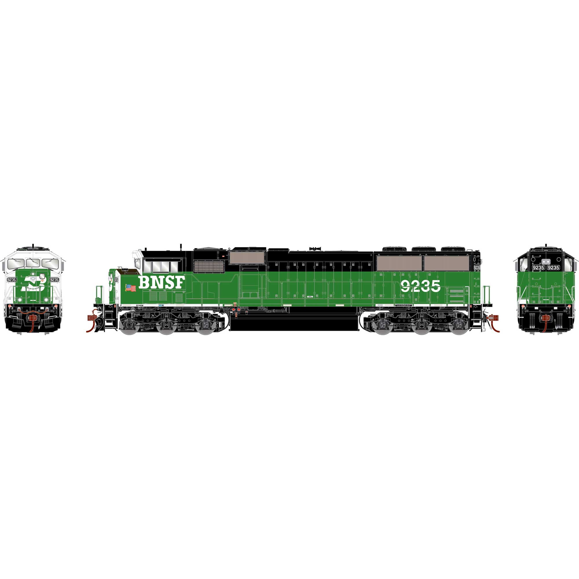 Athearn HO SD60M Tri-Clops BNSF #9235 ATHG75541 HO Locomotives - Walmart.com