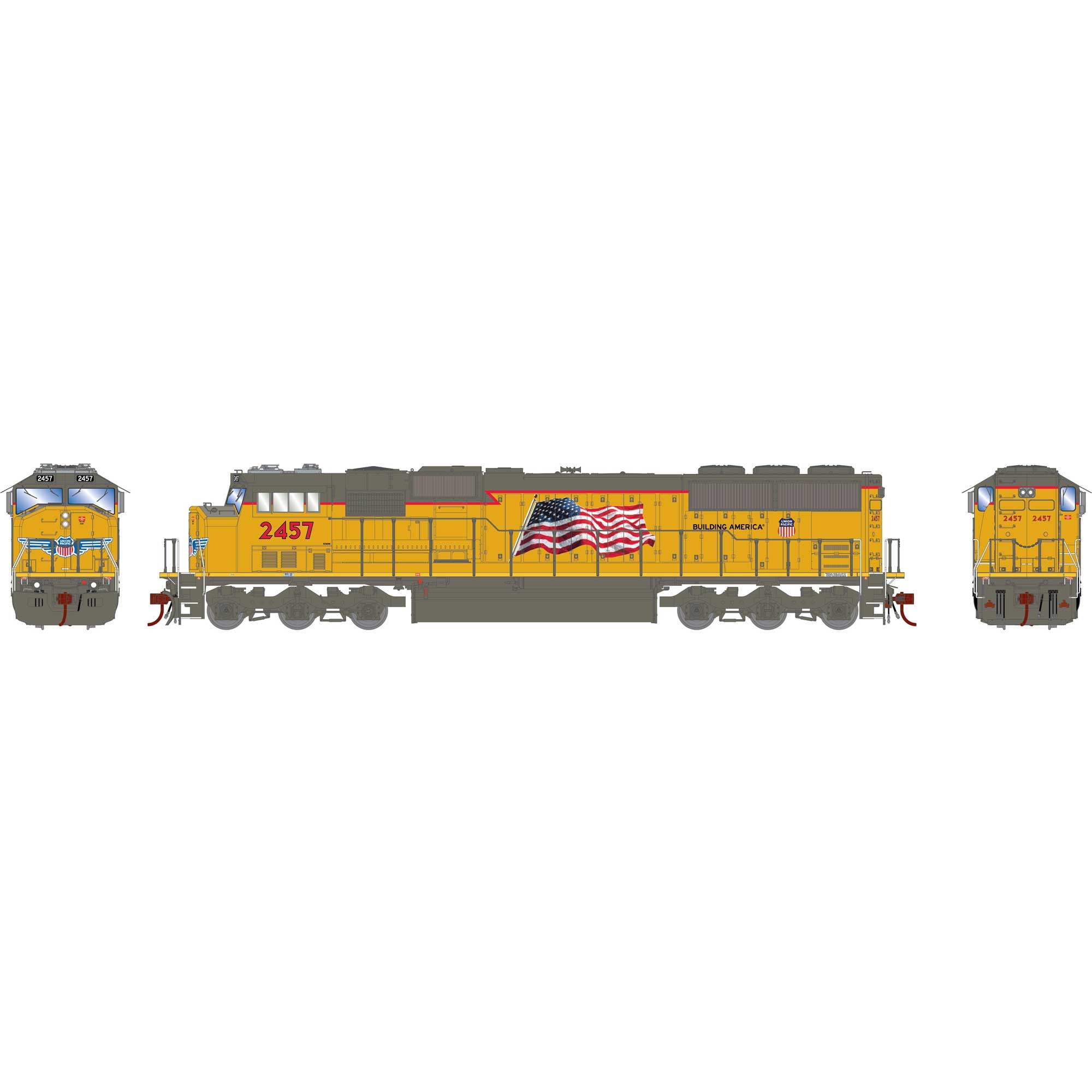 Athearn HO SD60M w/DCC & Sound UP/Yellow Sill/Flag #2457 ATHG8523 HO ...