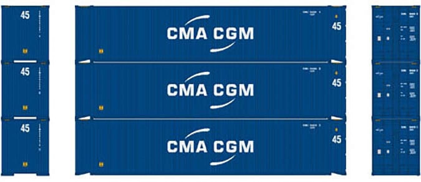 Athearn HO Scale 45' Intermodal Shipping Container CMA/CGM Blue/White 3 ...