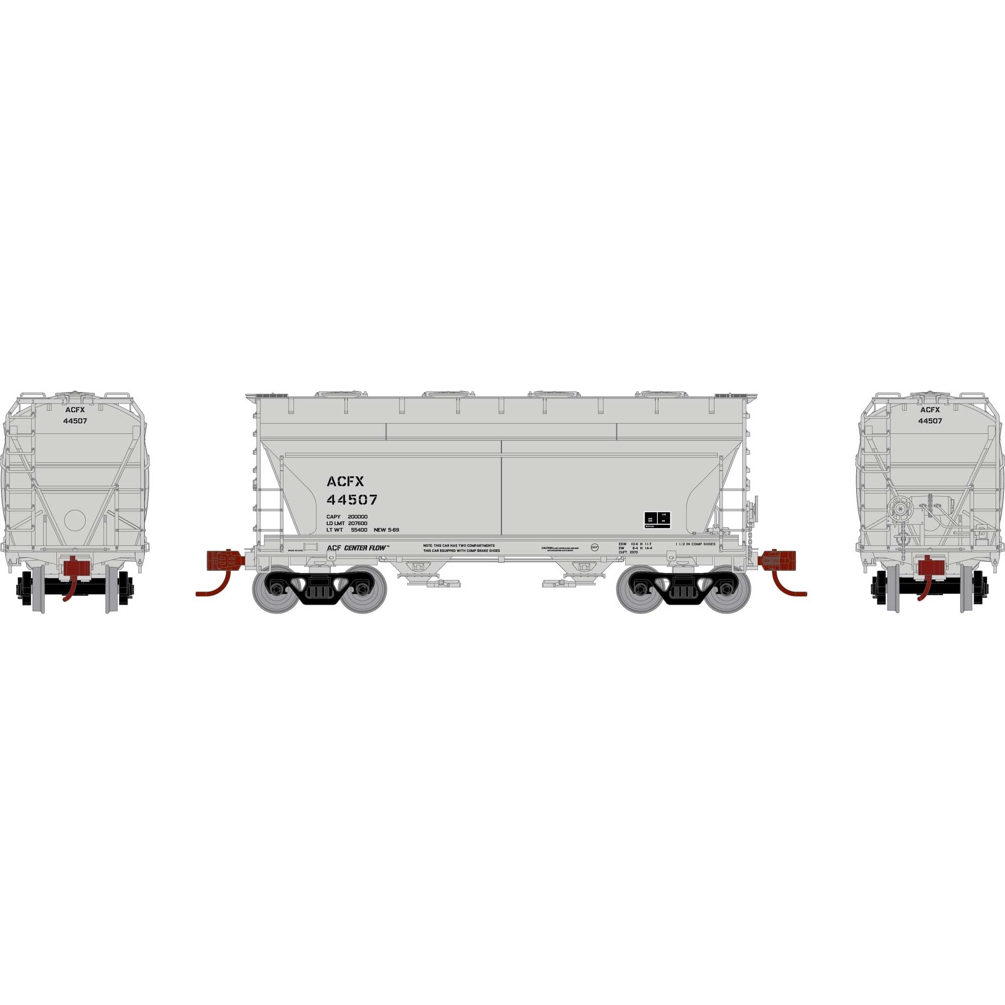 Athearn N ACF 2970 Covered Hopper ACFX #44507 ATHGN24683 N Rolling Stock - Walmart.com
