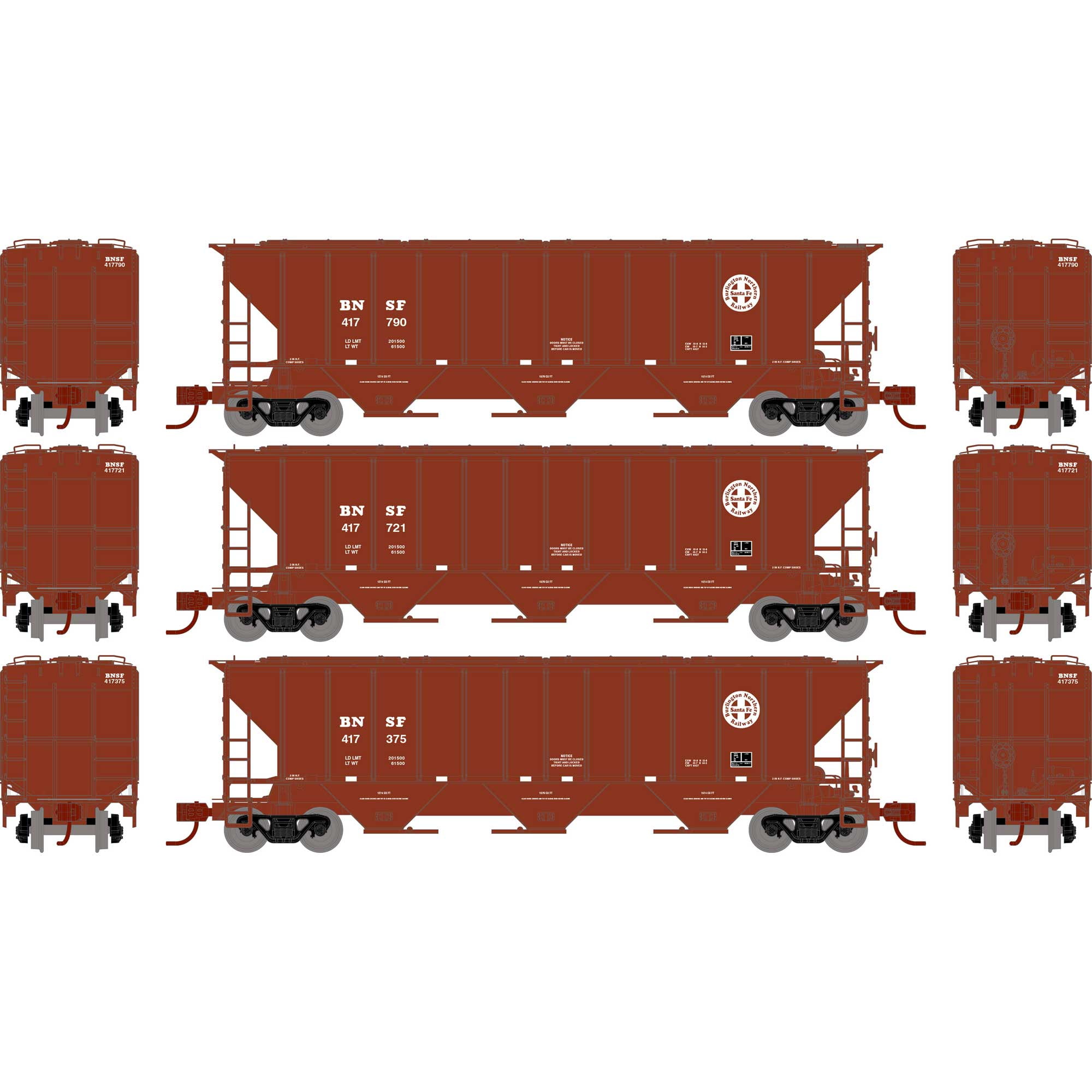 Athearn N PS 4427 Covered Hopper BNSF #3 ATH25437 N Rolling Stock ...