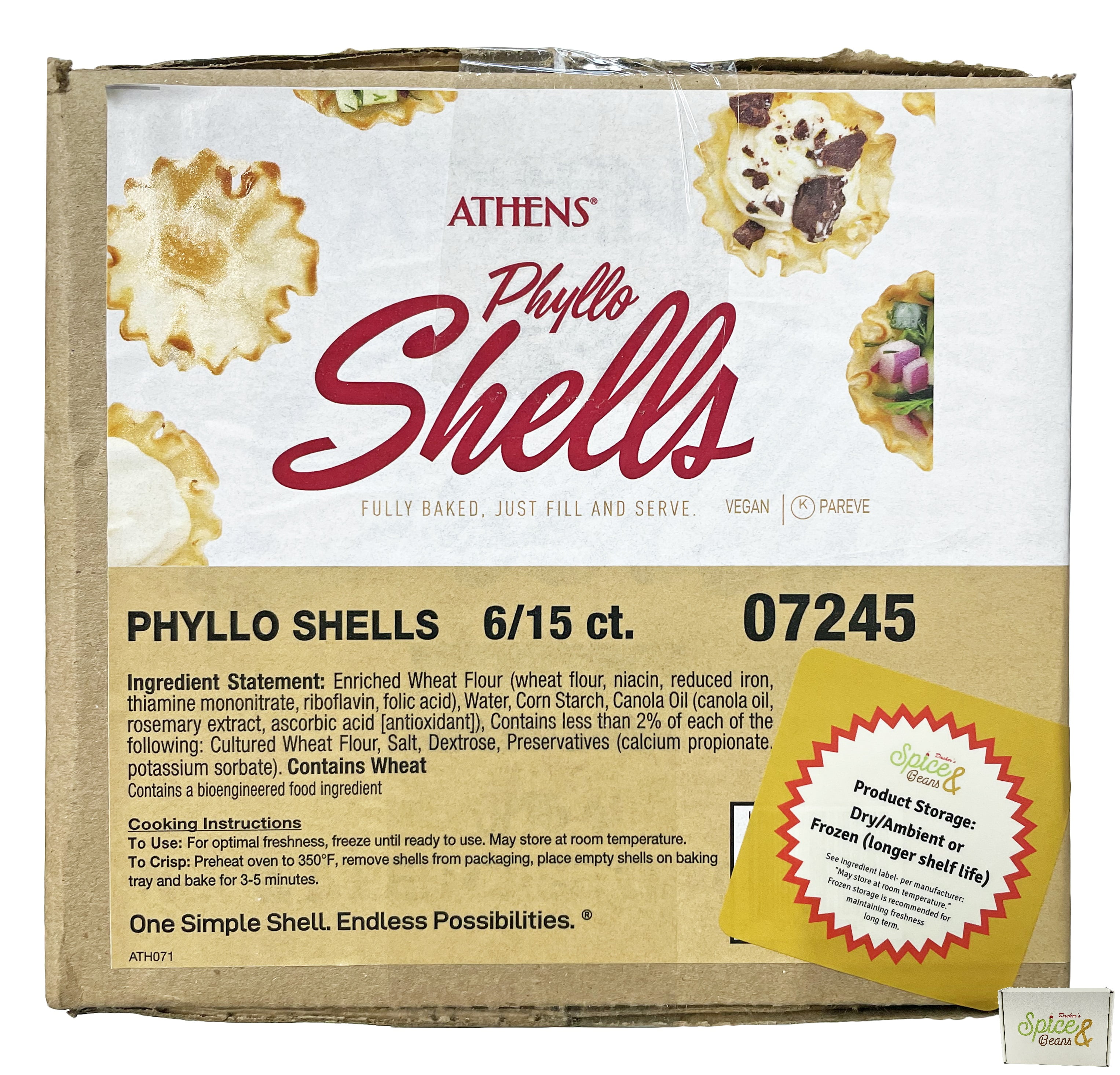 Athen's Mini Filo Pastry Shells - 6 Pre-made Frozen Trays (90 ct Total) - Small Bake - Walmart.com