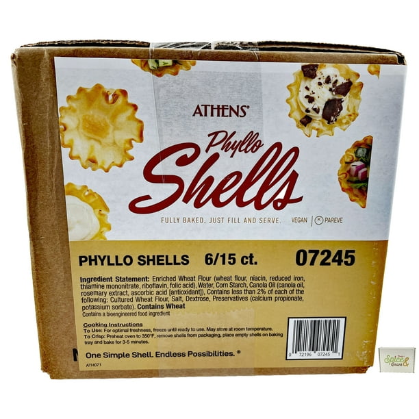 Athen's Mini Phyllo Shells - 6/15ct Trays - Fillo Dough Shells (90 ct ...