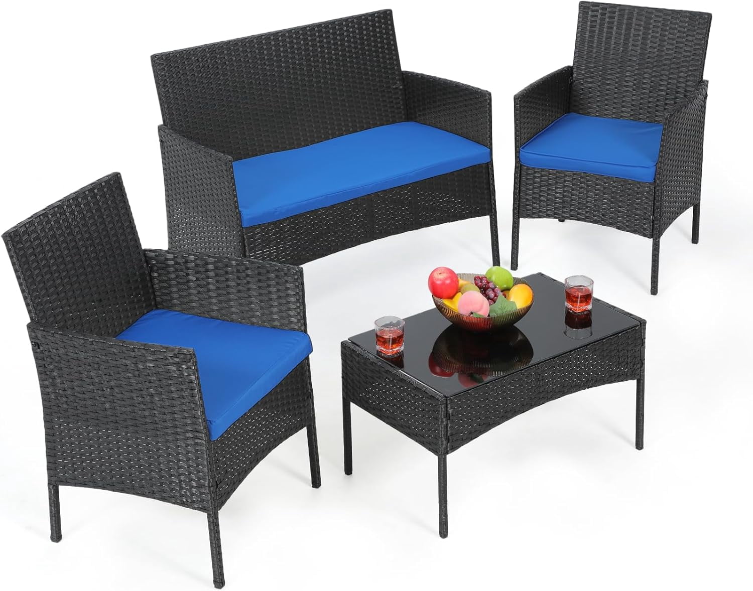 Athena Collection Outdoor Patio Furniture Set of 4, Rattan Outdoor ...
