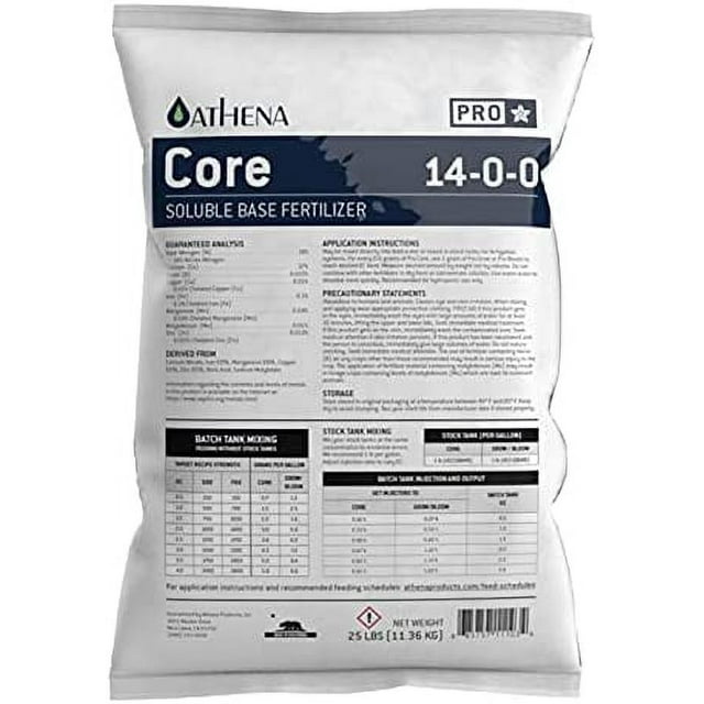 Athena Pro Core Nutrition for Plant Growth - 25 lbs, Fully Soluble Dry ...