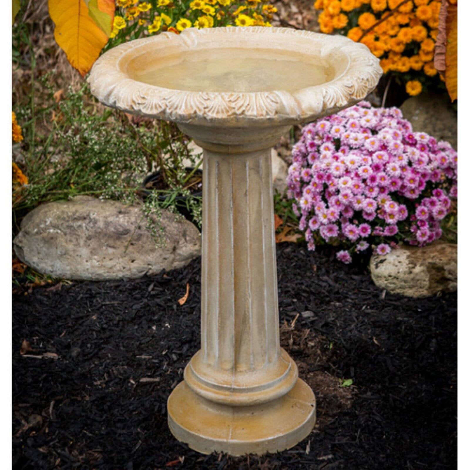 Athena Garden Cast Stone Fancy Column Bird Bath - Walmart.com