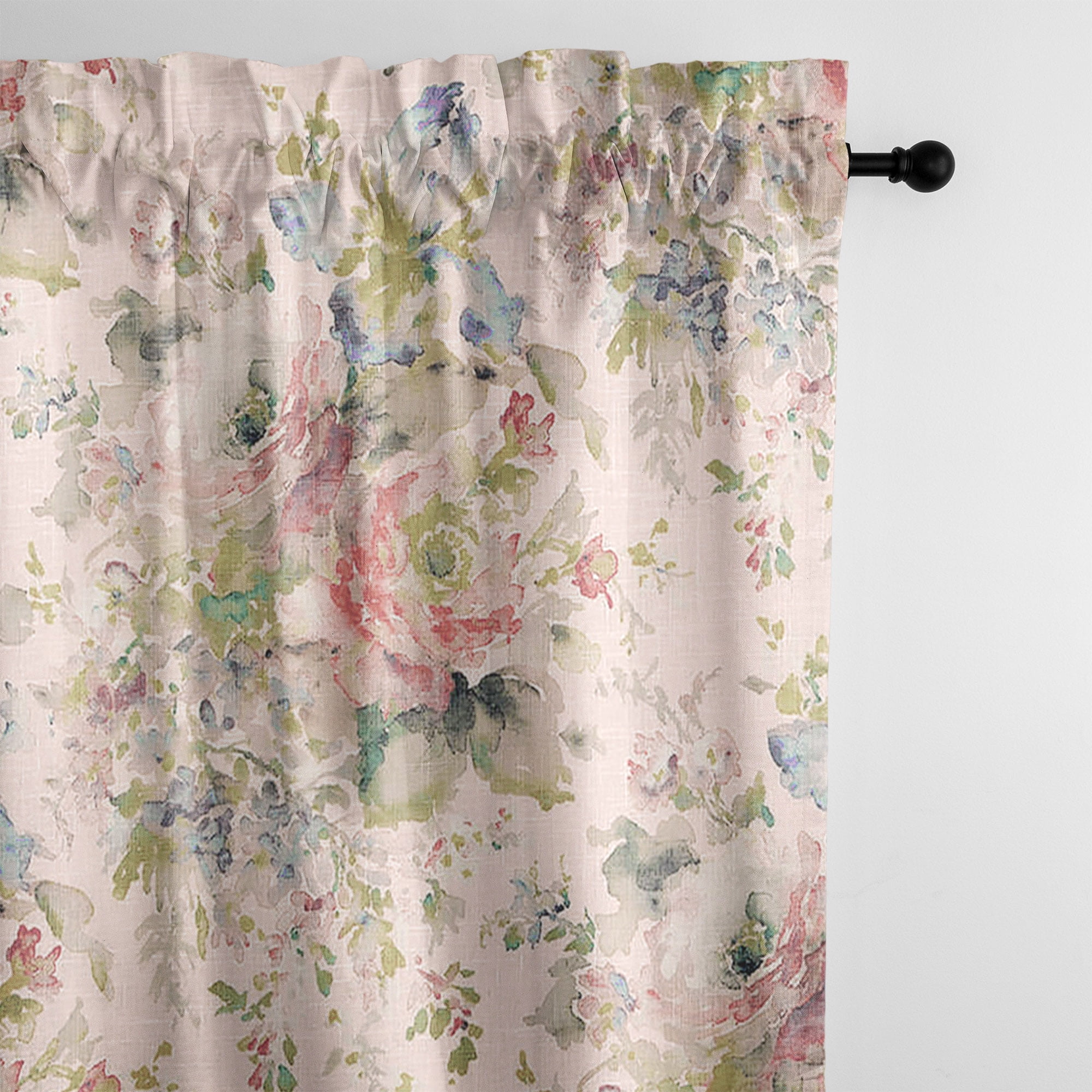 Athena Linen Blush Pole Top Drapery Panel - Pair 50"x144" - Walmart.com