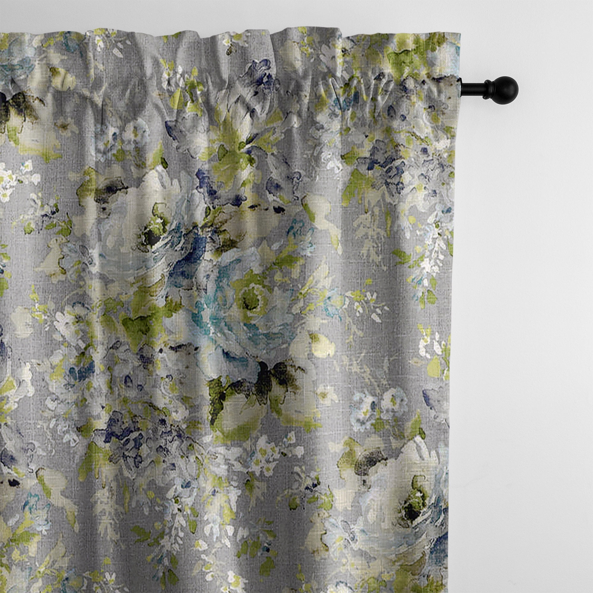 Athena Linen Heather Gray Pole Top Drapery Panel - Pair 50"x108 ...