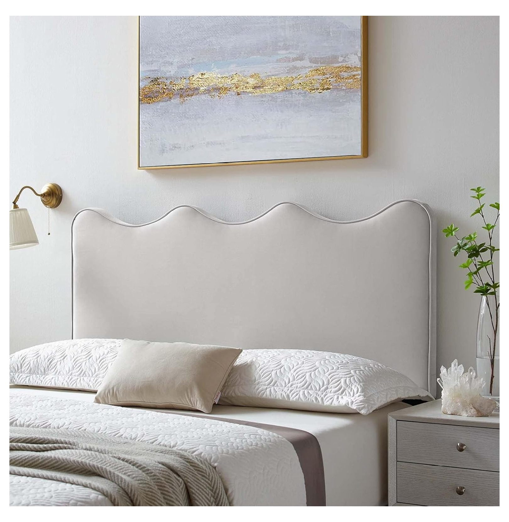 Athena Performance Velvet King/California King Headboard in Light Gray ...