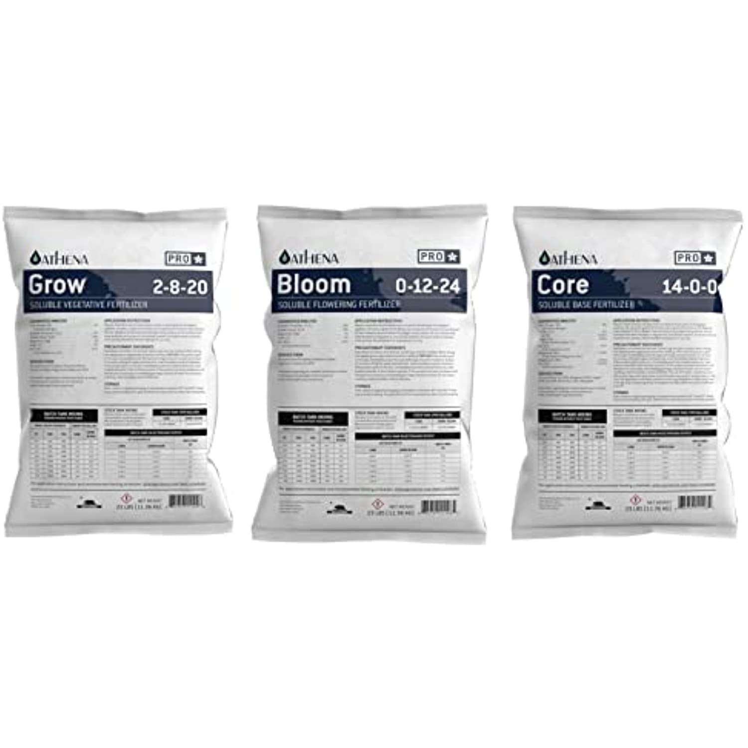 Athena Pro Bundle Set - Grow + Bloom + Core - 25 lb Bags of Each ...