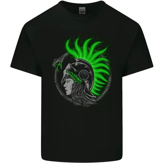 Athena Warrior With a Snake Greek Mythology Legend Light Cotton Tee ...