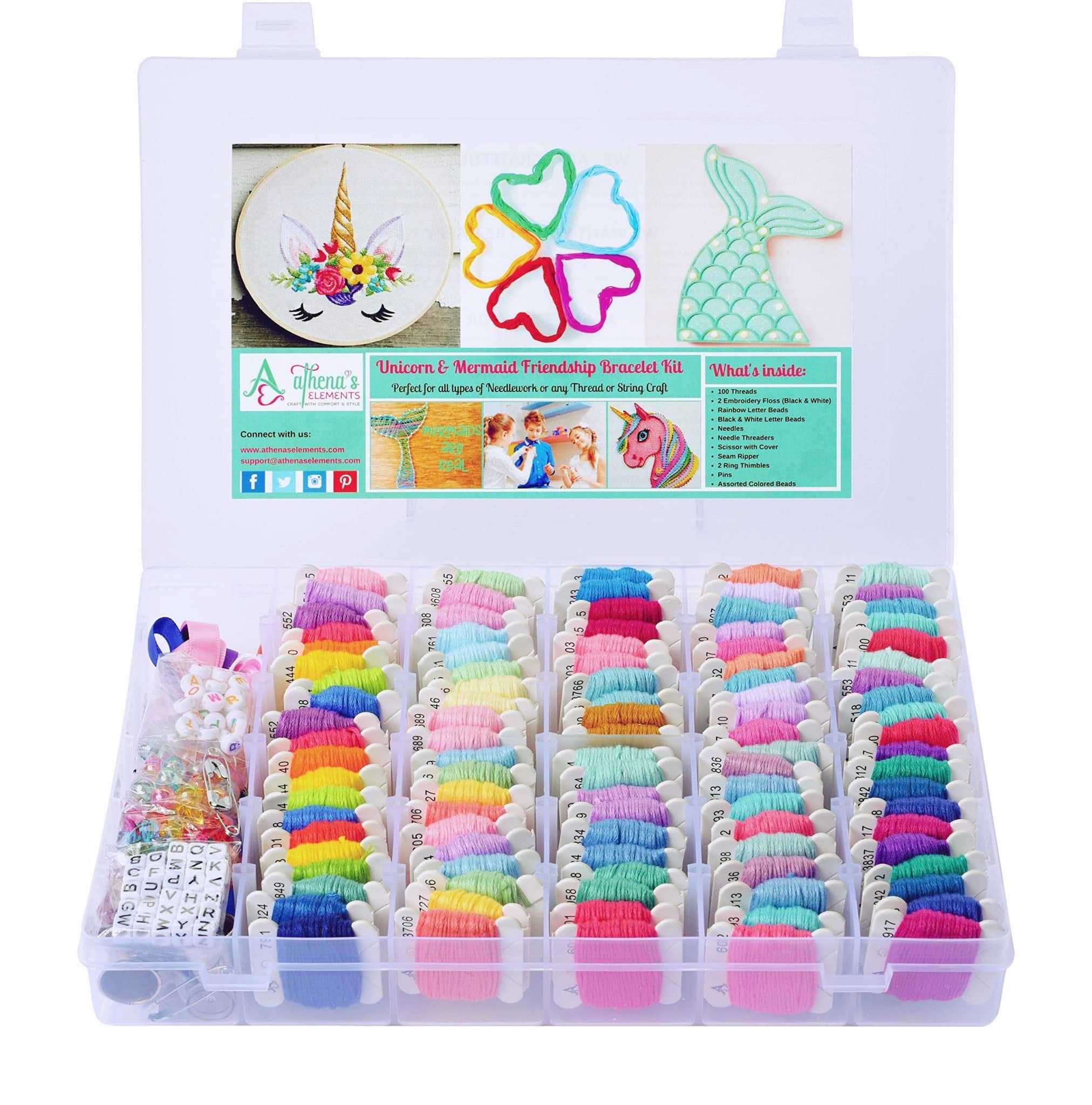 Athena's Elements Friendship Bracelet String Kit - 276pcs Embroidery ...