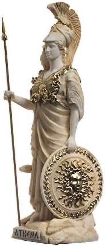 Athena with Owl Medusa Holding Shield Greek Goddess Alabaster Statue ...