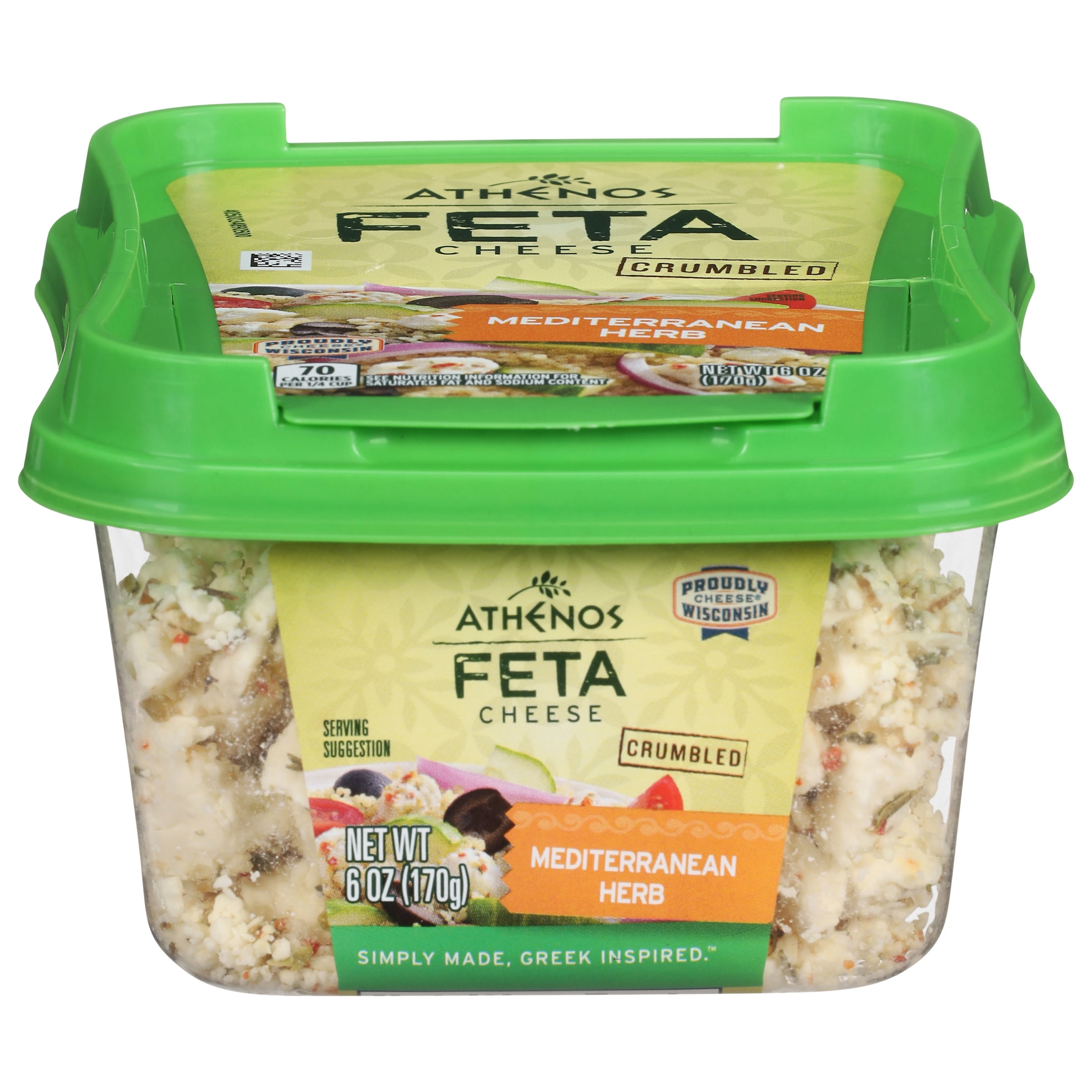 Athenos Mediterranean Herb Crumbled Feta Cheese 6 oz, Refrigerated ...
