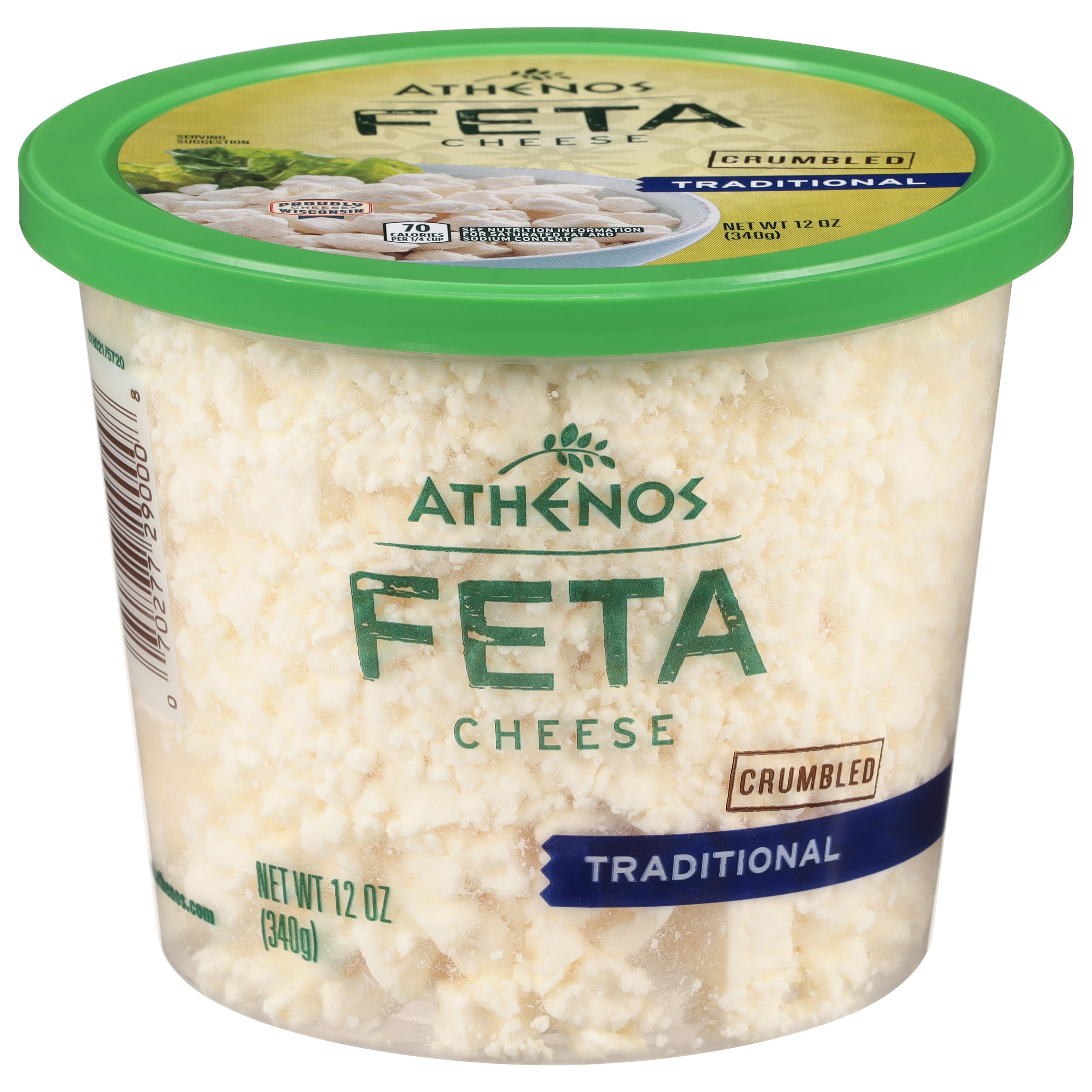 Athenos Crumbled Traditional Feta Cheese 12 oz, Refrigerated, Plastic ...