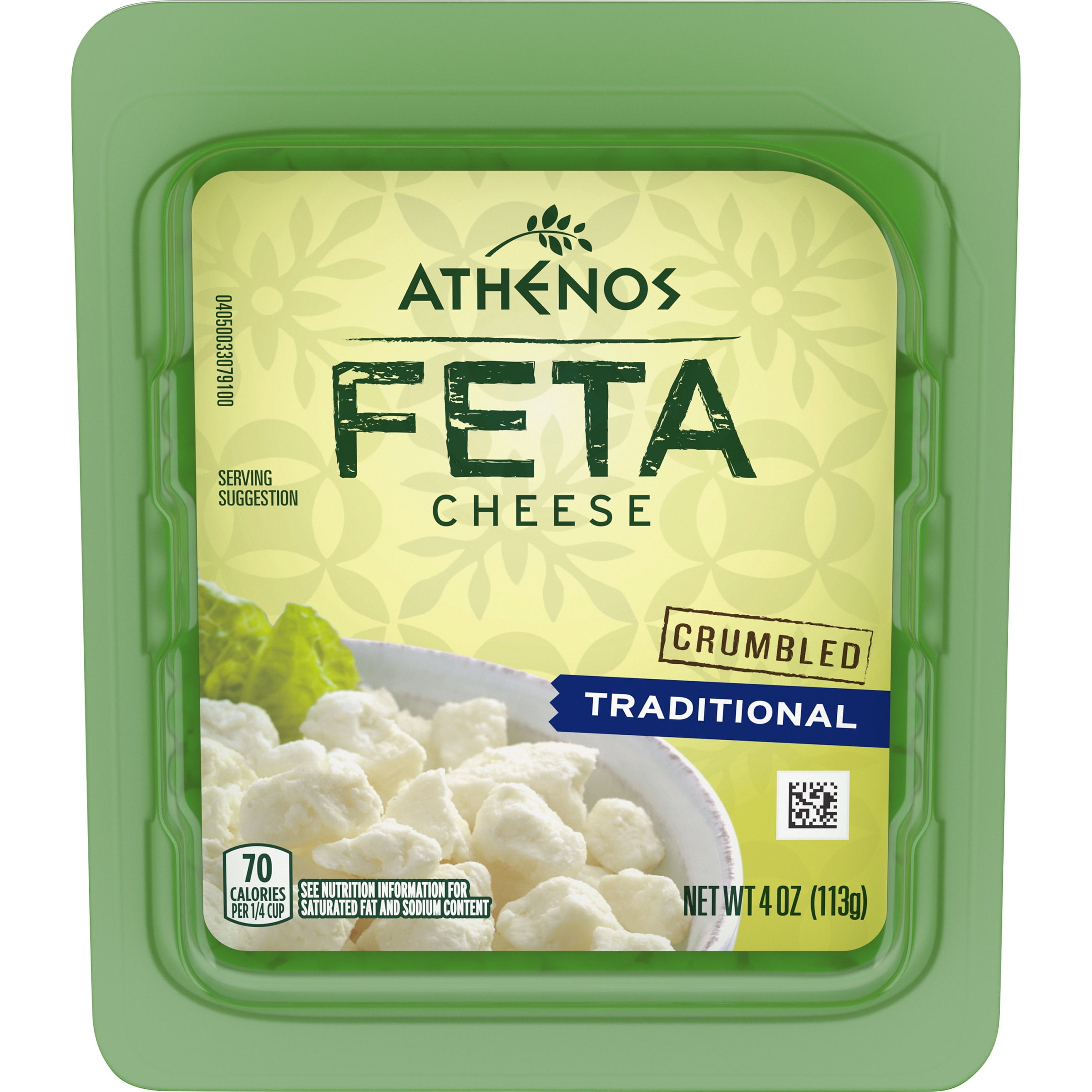 Athenos Traditional Crumbled Feta Cheese, 4 oz Tub, Refrigerated ...