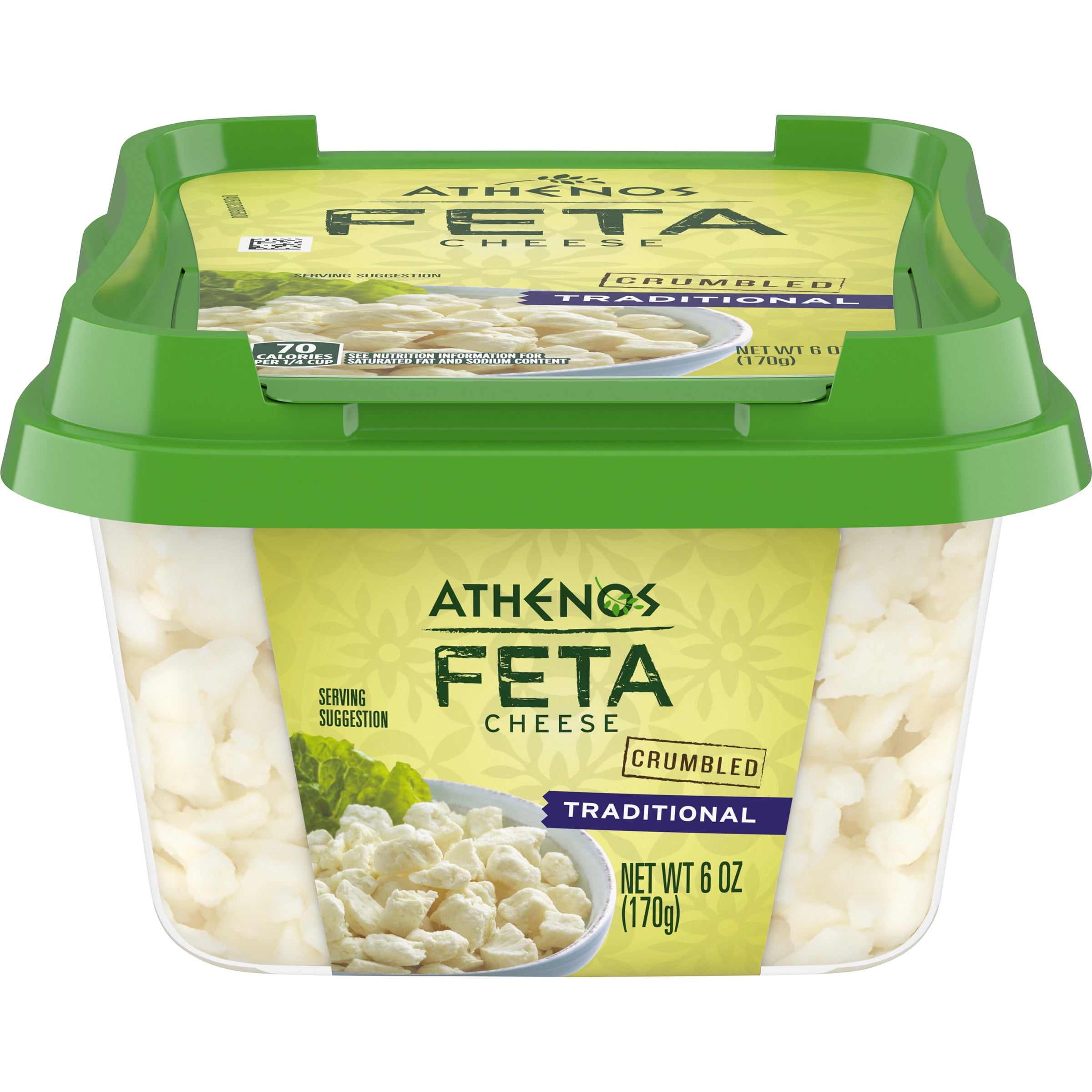 Athenos Traditional Crumbled Feta Cheese 6 oz, Refrigerated, Plastic ...