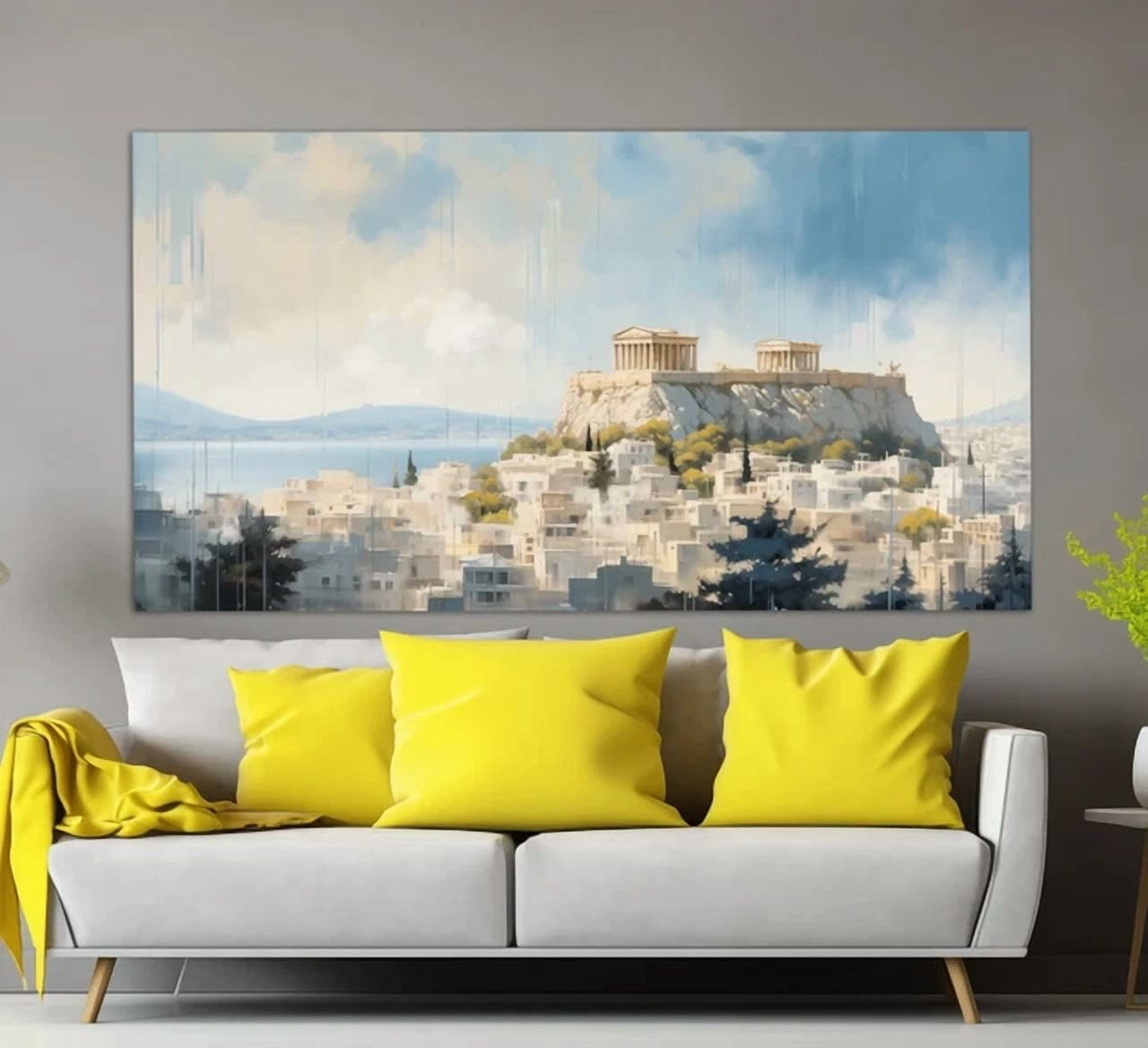 Athens City Greece Sky Wall Art Home Decor Vintage Gift Living Room ...