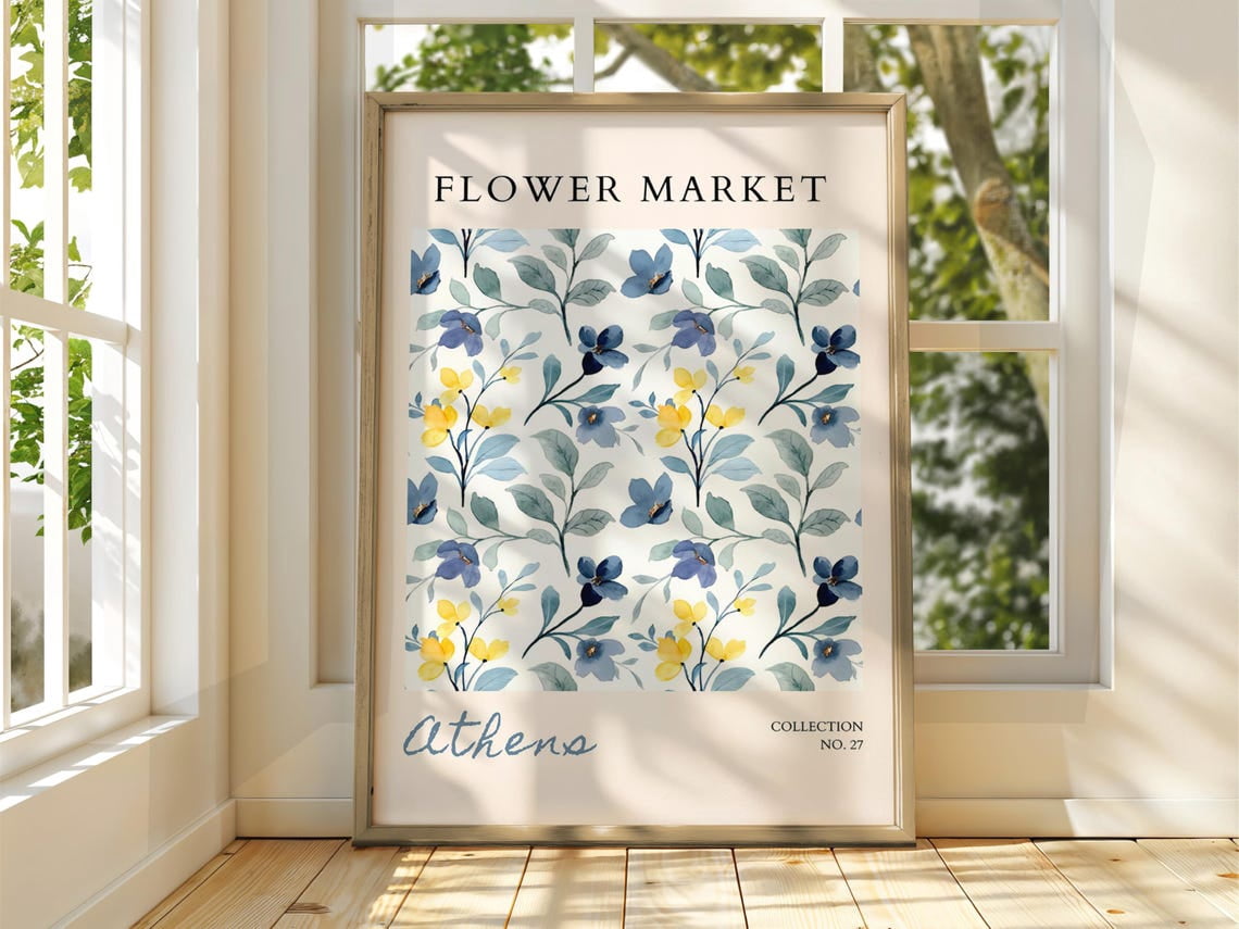 Athens Flower Market Poster, Floral Garden Art Print, Unframed Paper ...