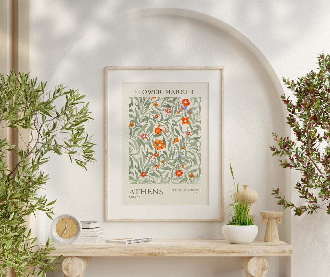 Athens Flower Market Print, Greece Wall Art, Unframed Paper Poster ...