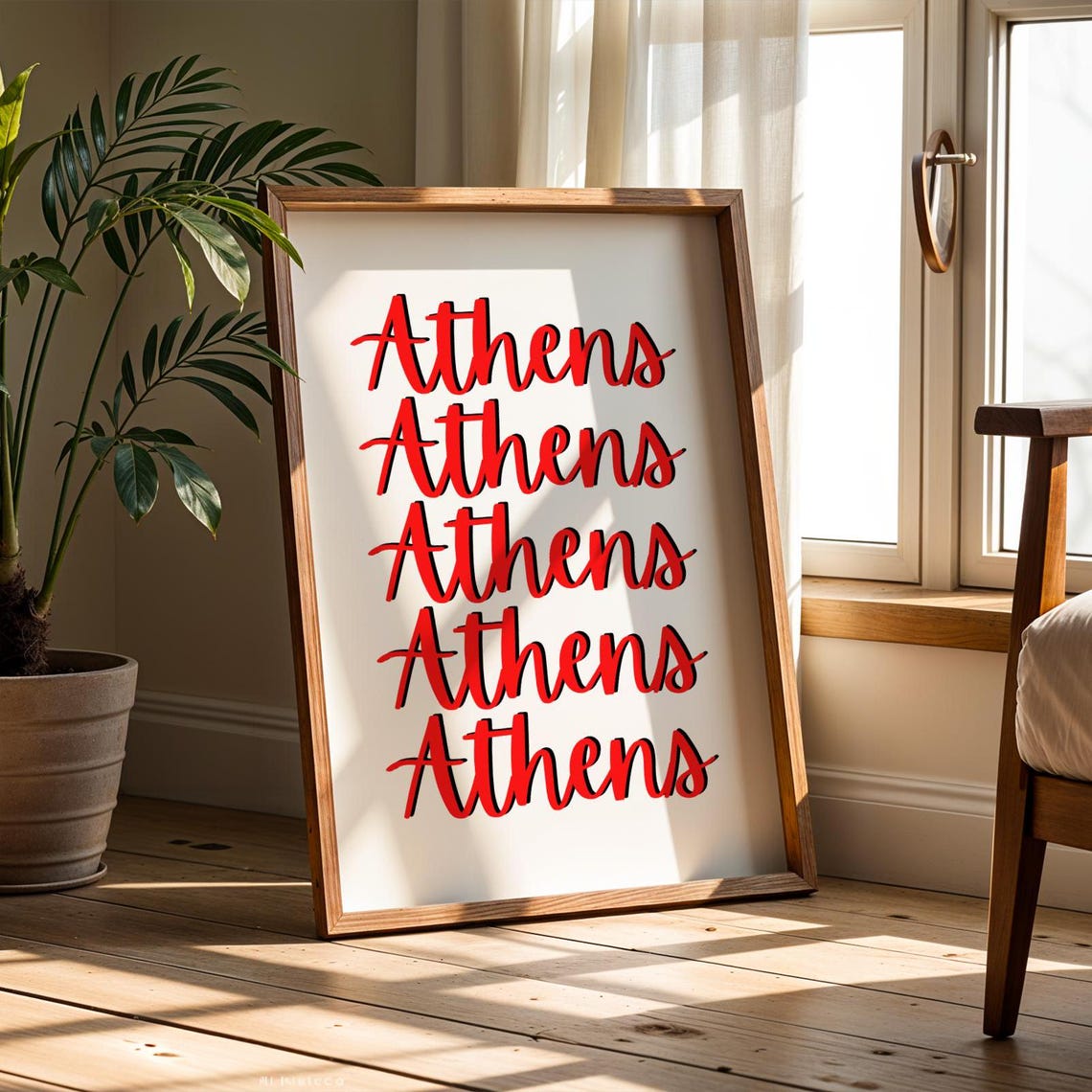 Athens Georgia Art Print Typography Print Black Red Athens Decor Preppy ...