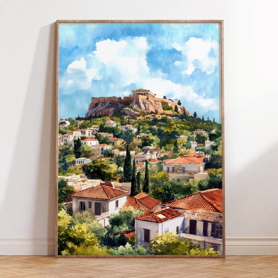 Athens Greece Acropolis View Mediterranean Travel Print, Unframed Paper ...