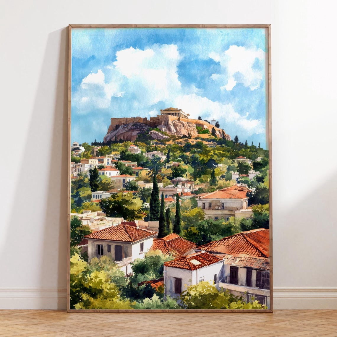 Athens Greece Acropolis View Mediterranean Travel Print Unframed Paper ...
