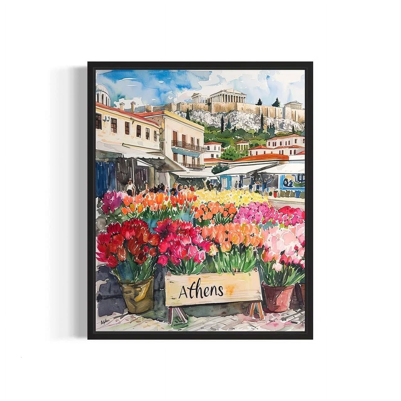 Athens Greece Flower Market Art Print Poster City Wall Art Painting ...