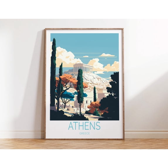 Athens Greece Parthenon Ancient Landmark Print, Unframed Canvas Size ...