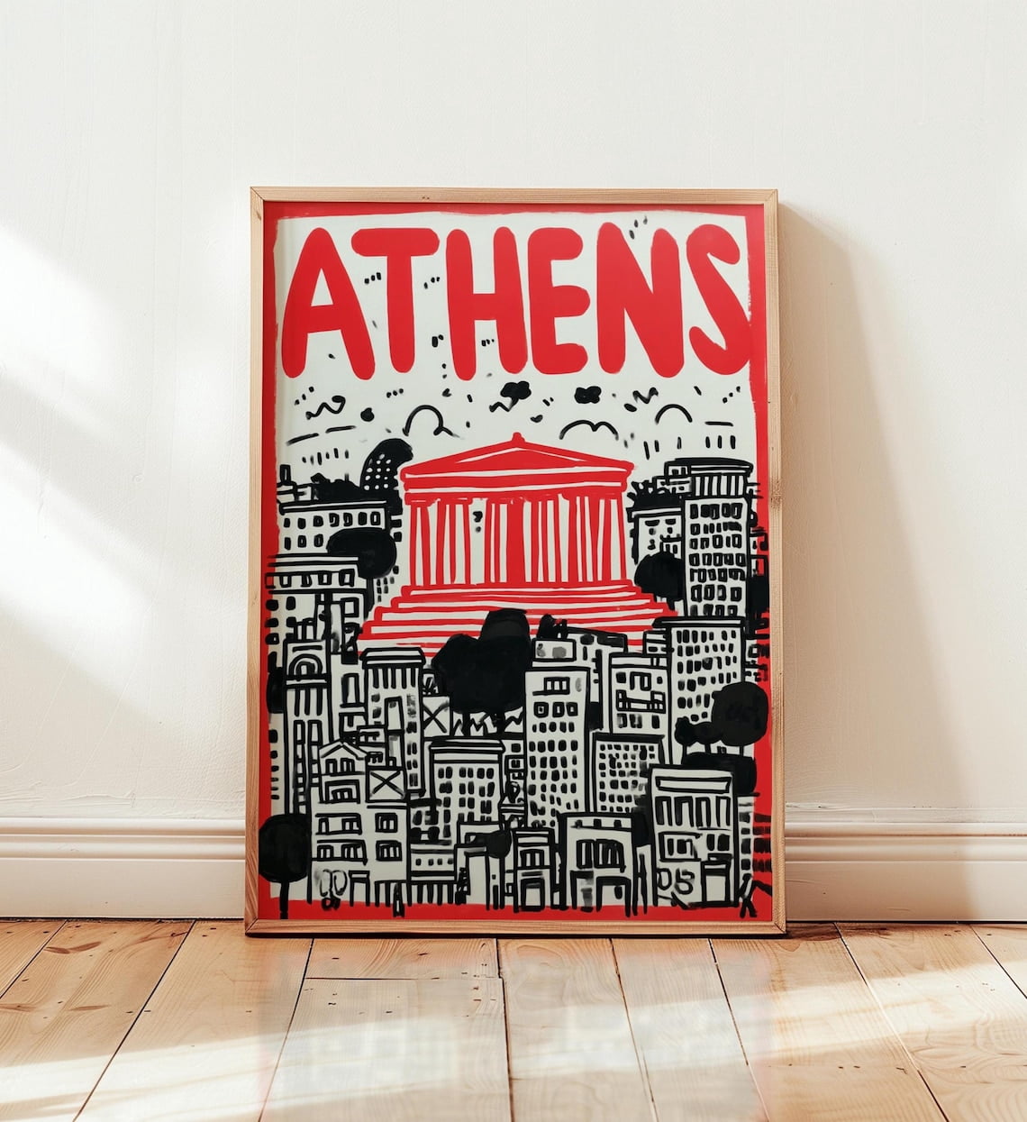 Athens Greece Pop Typography Poster, Unframed Canvas 8x10in - Walmart.com