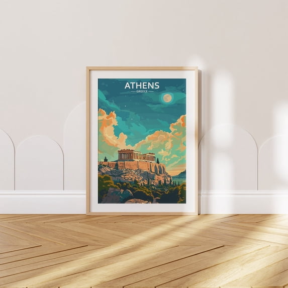 Athens Greece Poster Acropolis Scenic Wall Art, Unframed Canvas Size ...