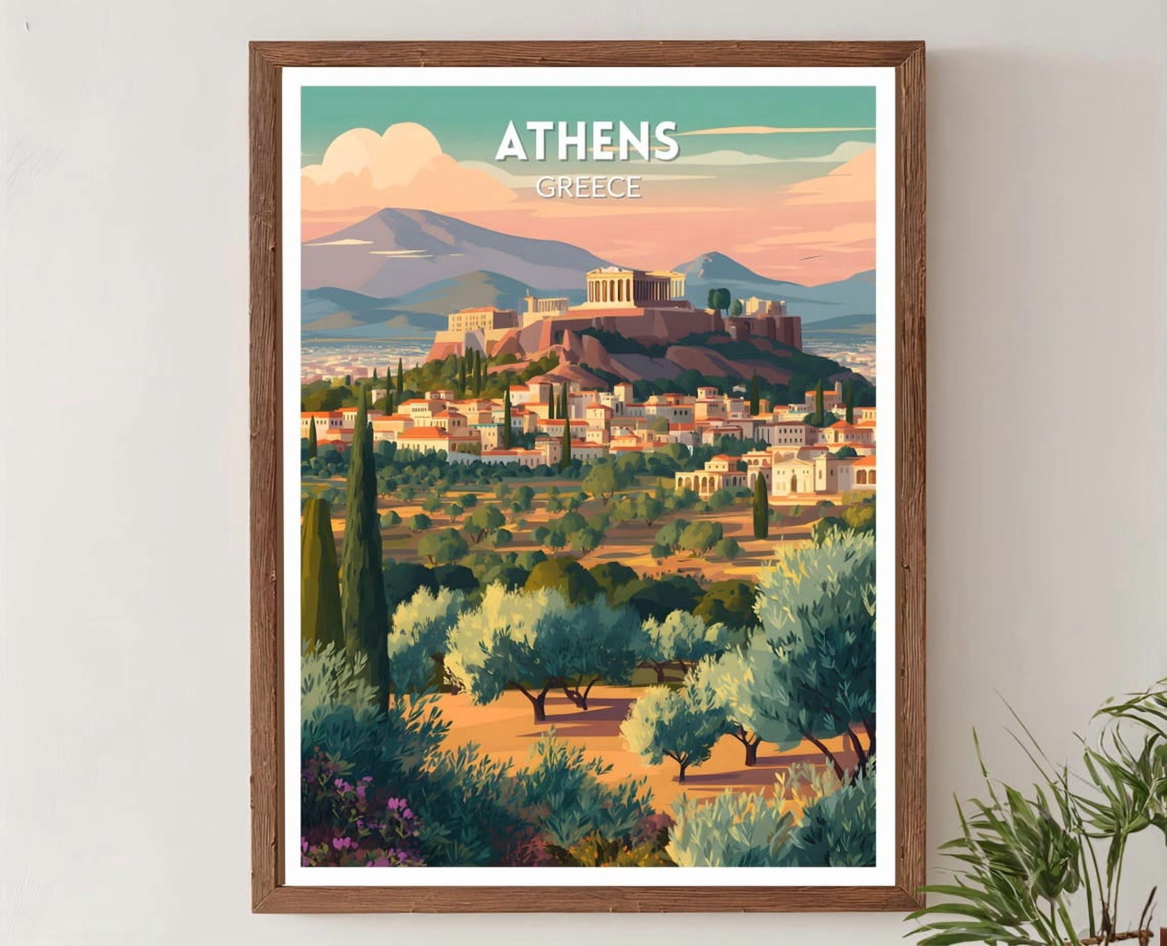 Athens Greece Retro Travel Mid Century Modern Vintage Historic City ...